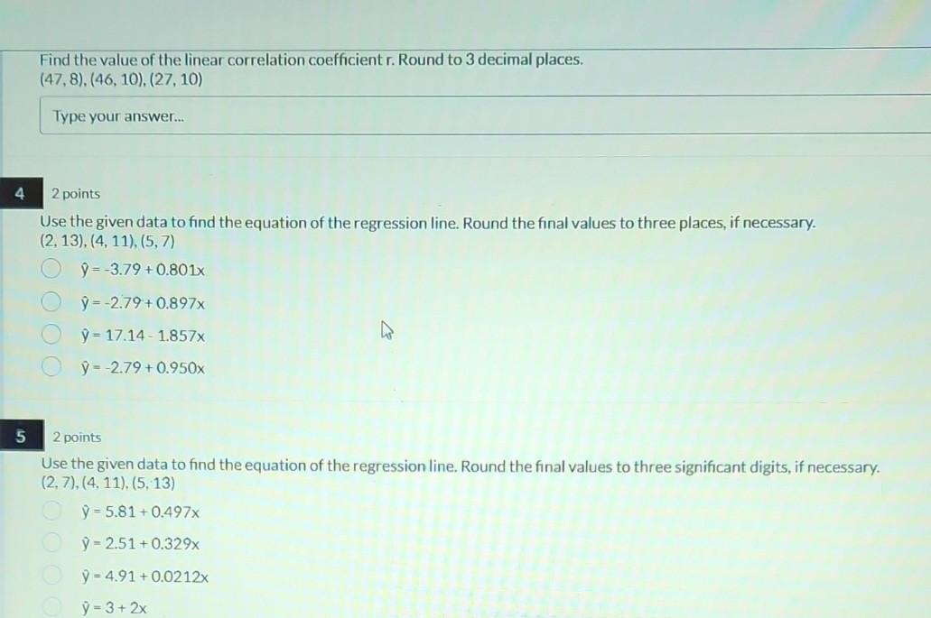 Solved Find the value of the linear correlation coefficient | Chegg.com