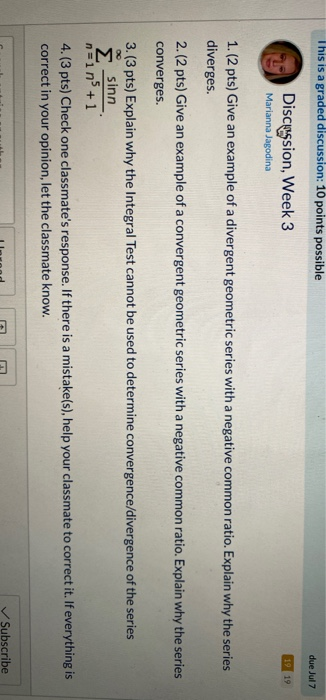 Solved due Jul 7 This is a graded discussion: 10 points | Chegg.com