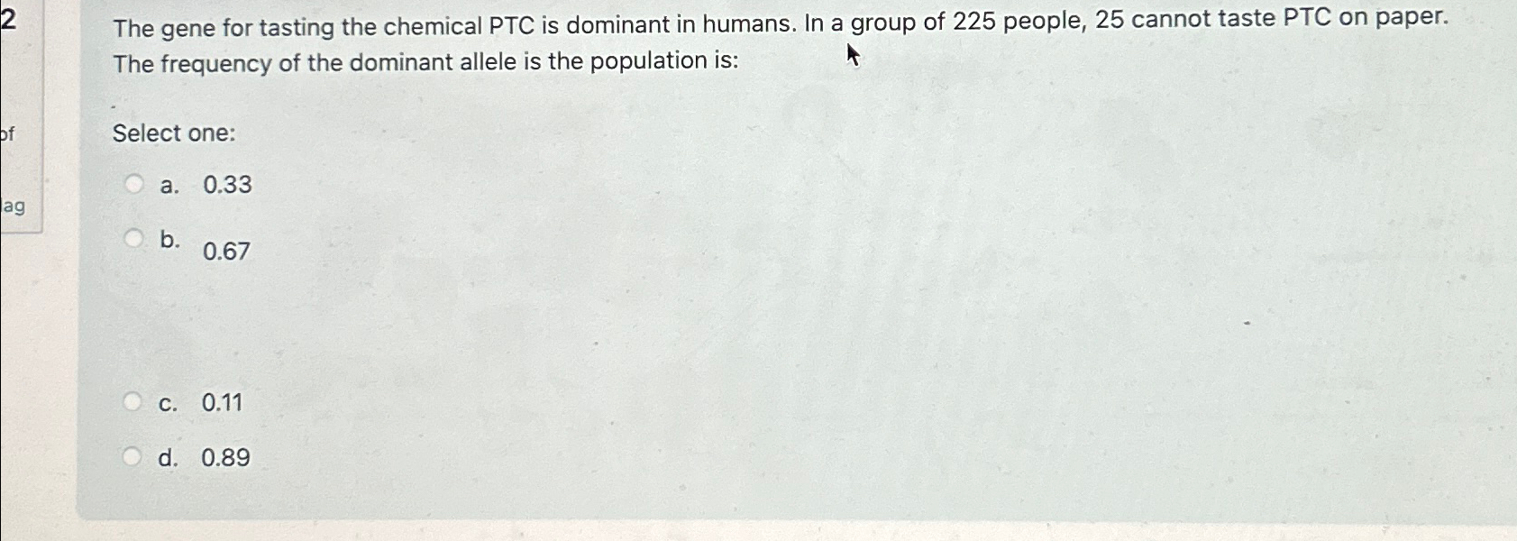 Solved 2 ﻿The gene for tasting the chemical PTC is dominant | Chegg.com