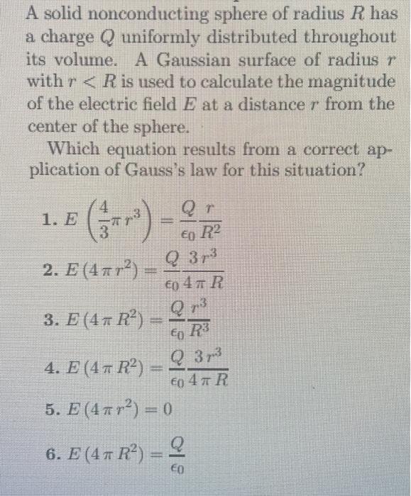 Solved A solid nonconducting sphere of radius R has a charge | Chegg.com