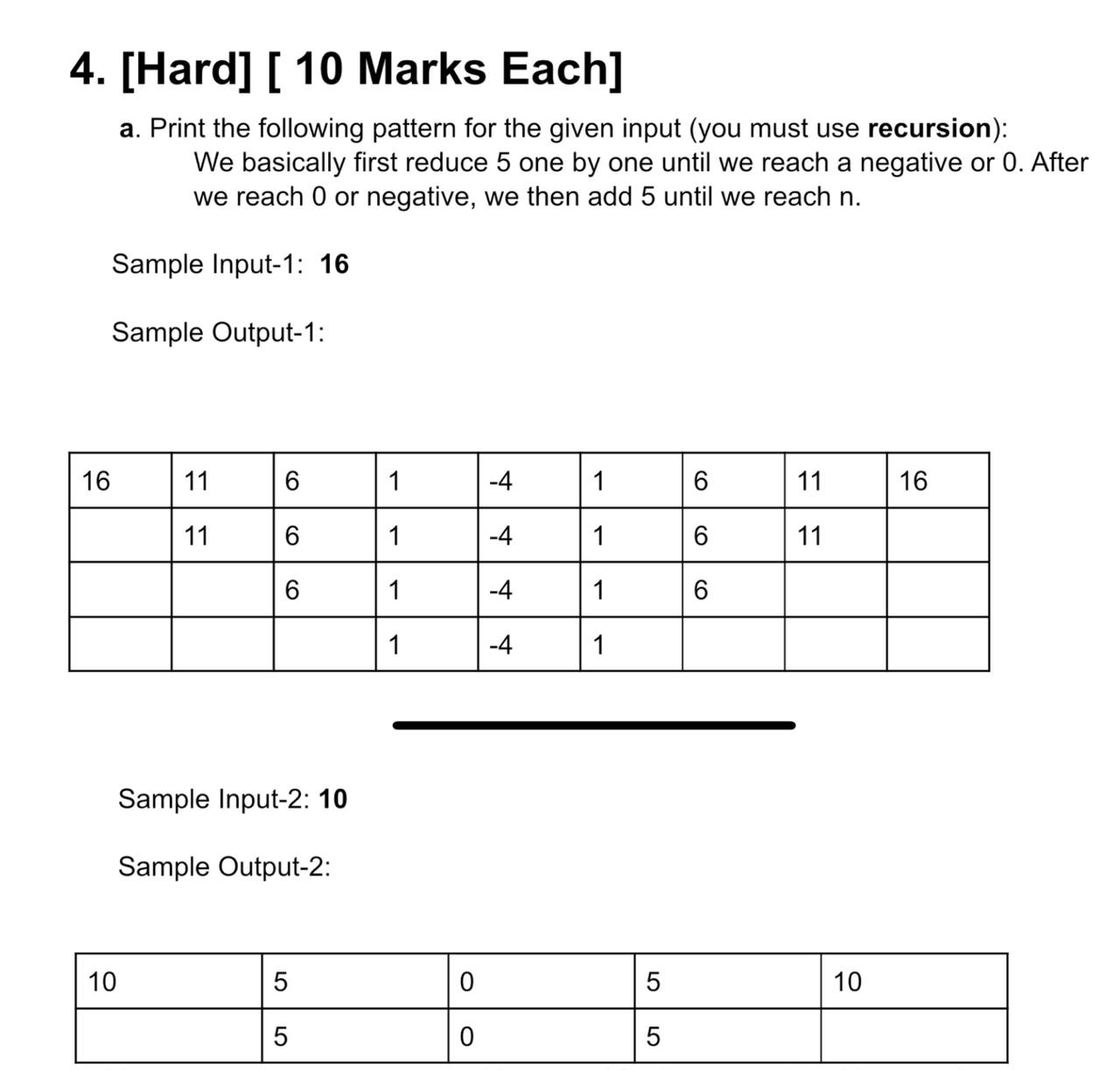 Solved 8[Hard] [ 10 ﻿Marks Each]a. ﻿Print the following | Chegg.com