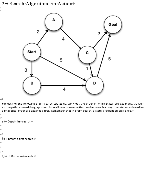 Solved 2→ ﻿Search Algorithms in ActionFor each of the | Chegg.com