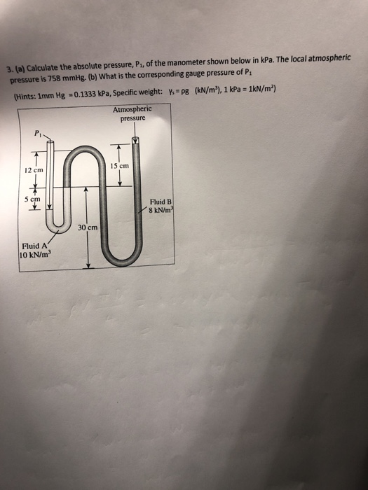 Solved Calculate The Absolute Pressure, P1, Of The Solved Calculate The Absolute Pressure, P1, Of The