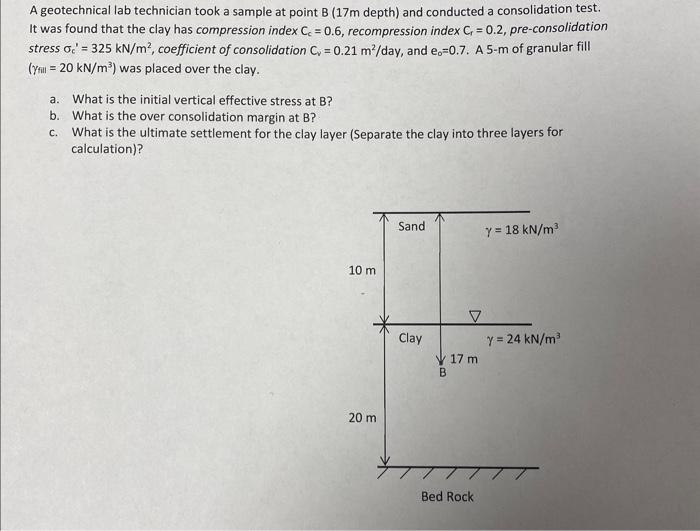 Solved A geotechnical lab technician took a sample at point | Chegg.com