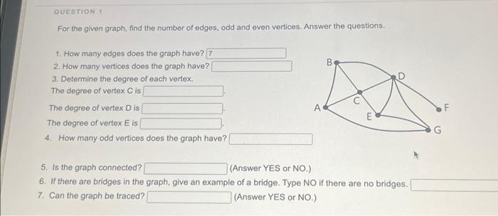 For the given graph, find the number of edges, odd | Chegg.com