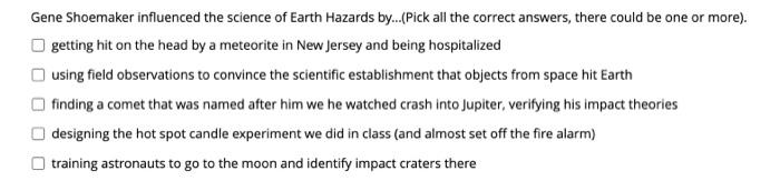 Solved Gene Shoemaker influenced the science of Earth | Chegg.com