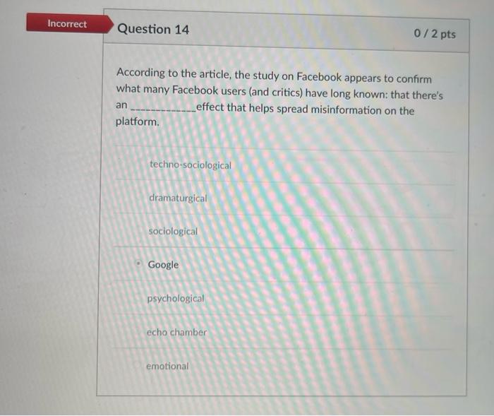 Solved According to the article, the study on Facebook | Chegg.com