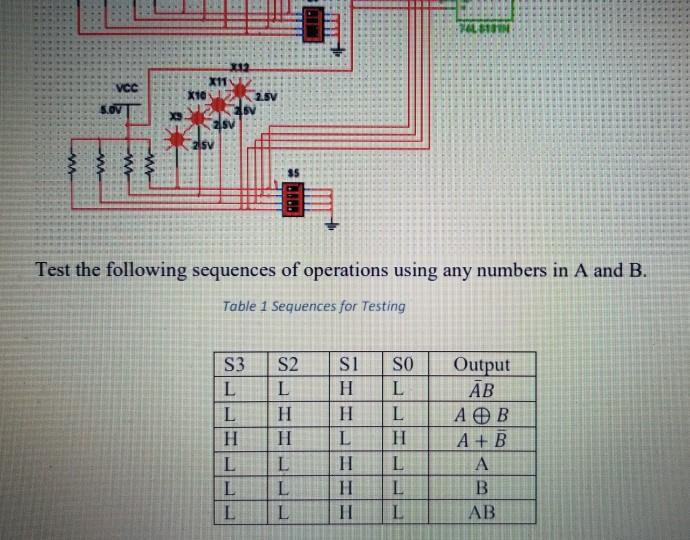 1) Simulate a 4 bits ALU using 74LS181 IC. Connecting | Chegg.com