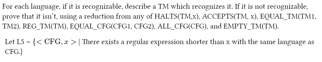 Solved For each language, if it is recognizable, describe a | Chegg.com