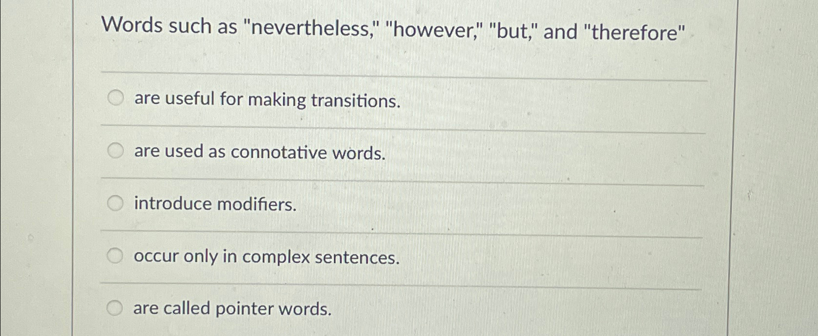 Solved Words such as "nevertheless," "however," "but," and | Chegg.com