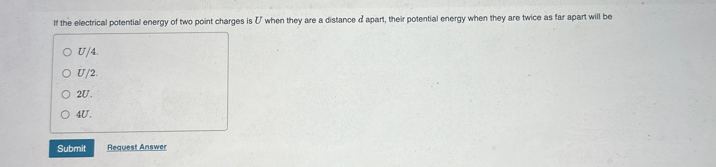 Solved If the electrical potential energy of two point | Chegg.com
