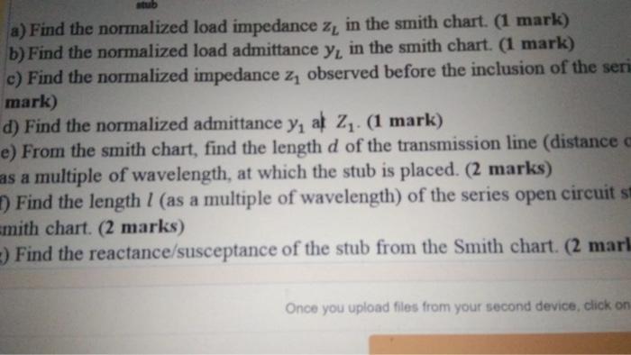 Solved Match a load Z = R +fXN to a Zon line using series | Chegg.com