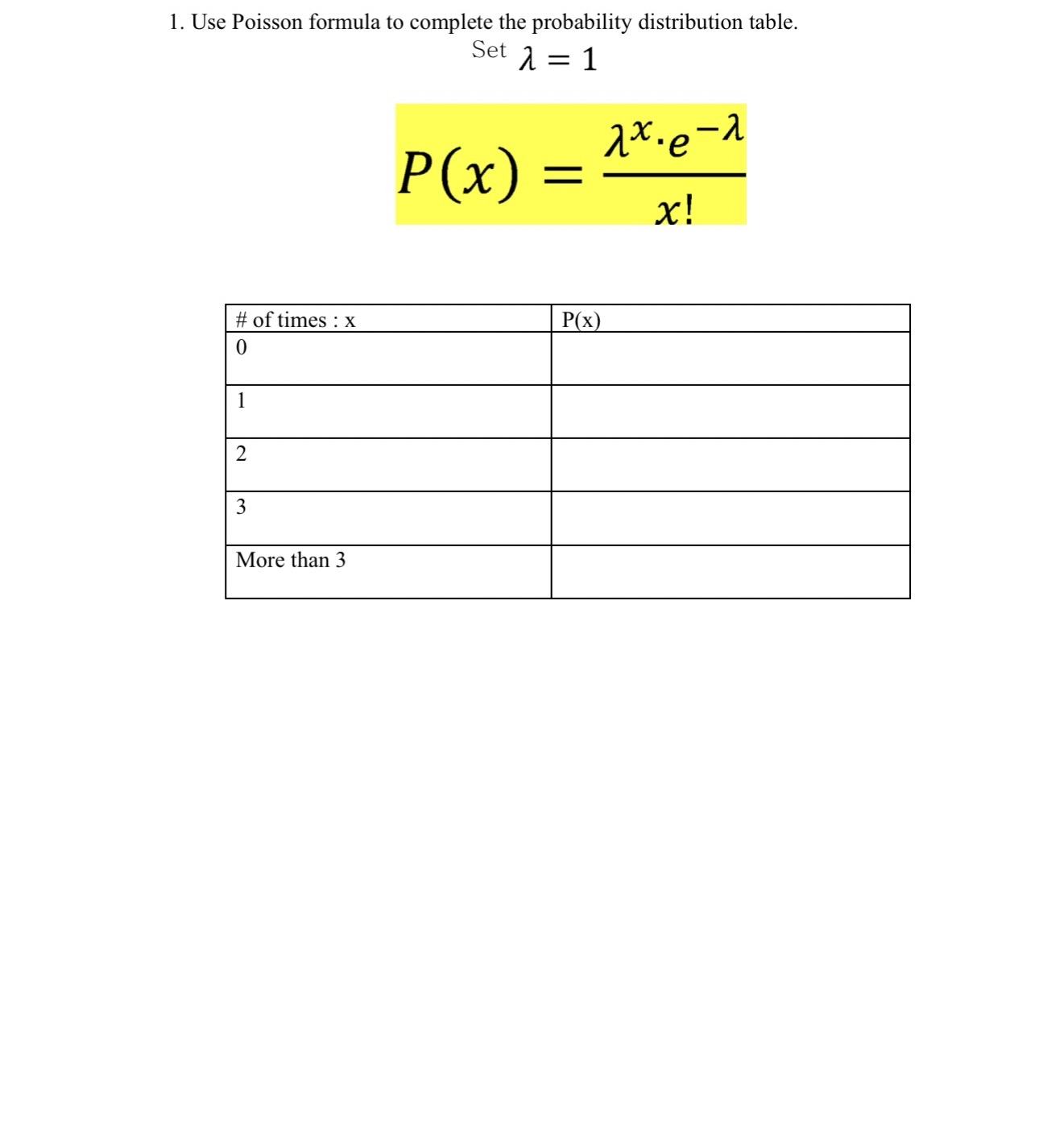 Solved Use Poisson formula to complete the probability | Chegg.com