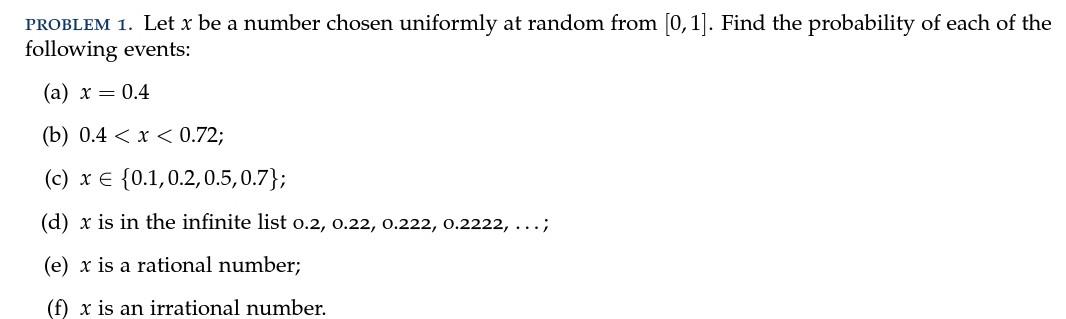 Solved PROBLEM 1. Let x be a number chosen uniformly at | Chegg.com