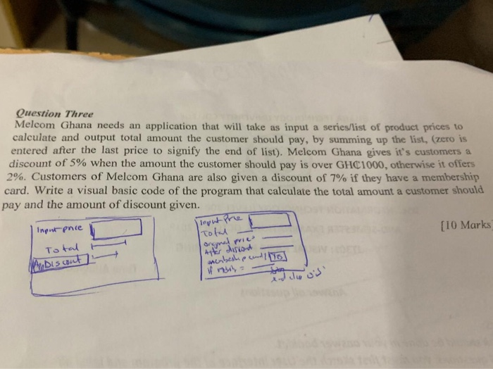 Solved Question Three Melcom Ghana needs an application that | Chegg.com