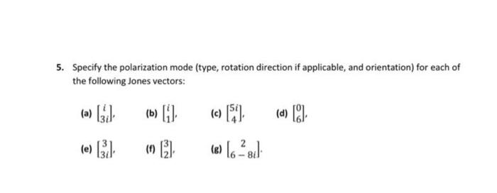 Solved 5. Specify the polarization mode (type, rotation | Chegg.com