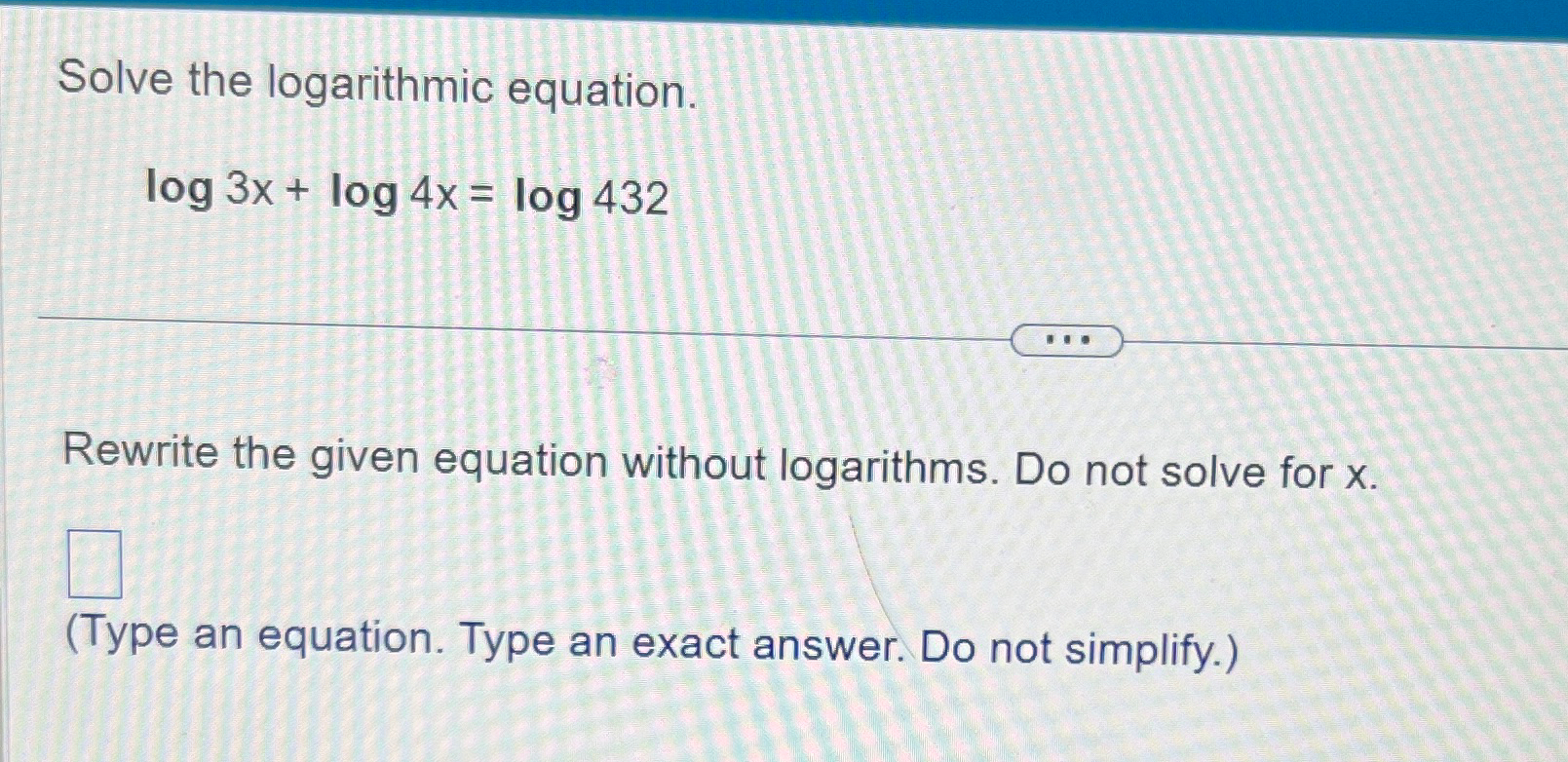 Solved Solve the logarithmic | Chegg.com