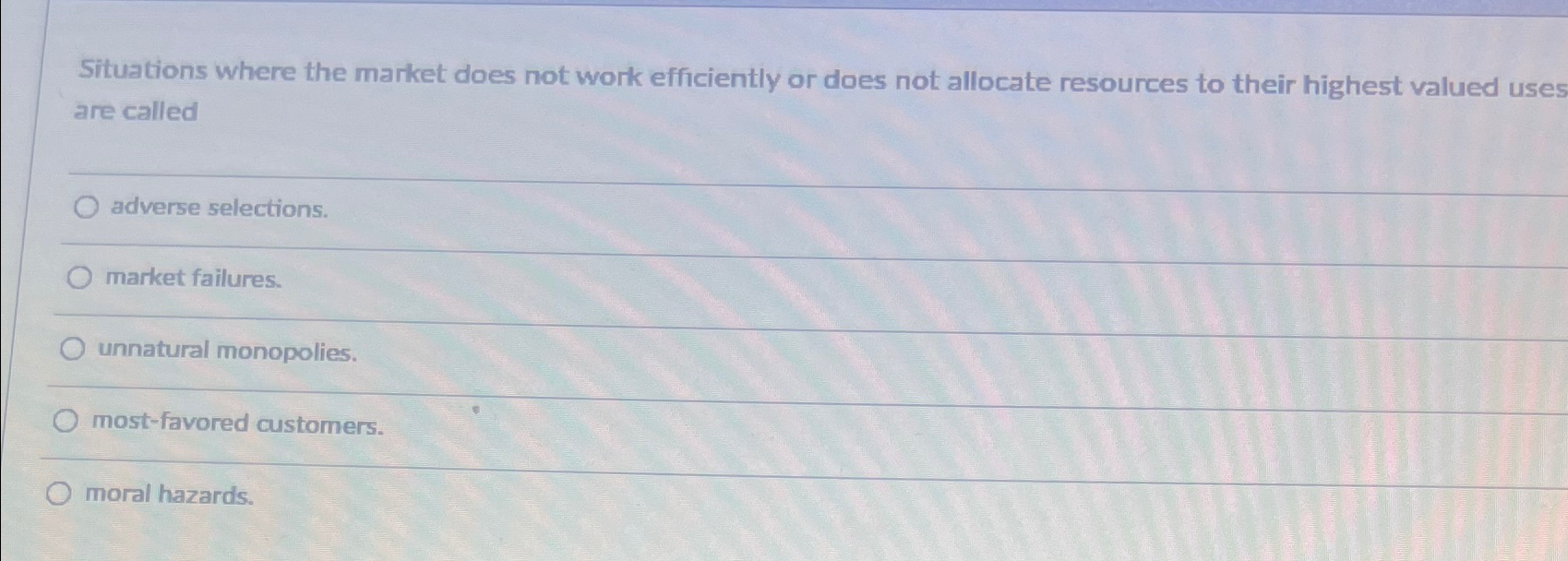 Solved Situations where the market does not work efficiently | Chegg.com