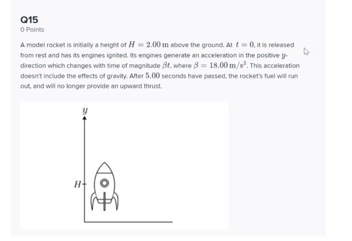 Solved A model rocket is initially a height of H=2.00 m | Chegg.com