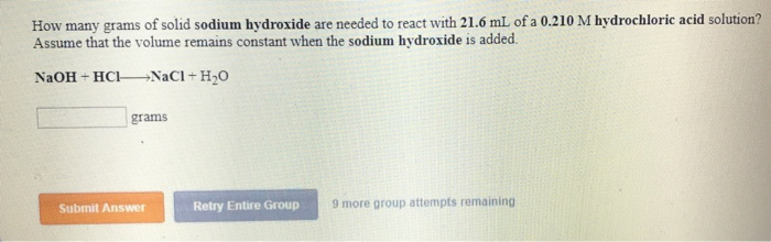 Solved How many grams of solid sodium hydroxide are needed | Chegg.com