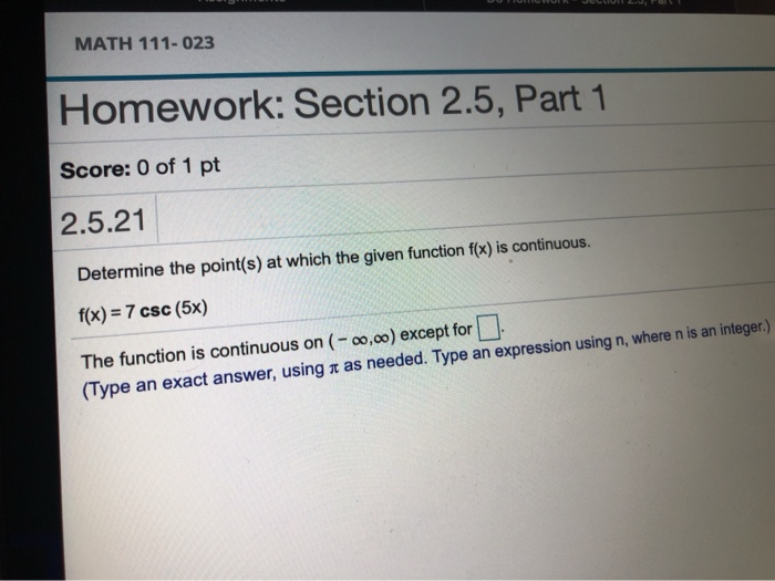Solved Homework: Section 2.5, Part 1 Score: 0 of 1 pt 2.5.15 | Chegg.com