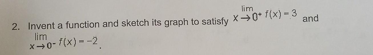 Solved 2. Invent a function and sketch its graph to satisfy | Chegg.com