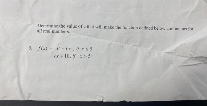 Solved Determine the value of c that will make the function | Chegg.com