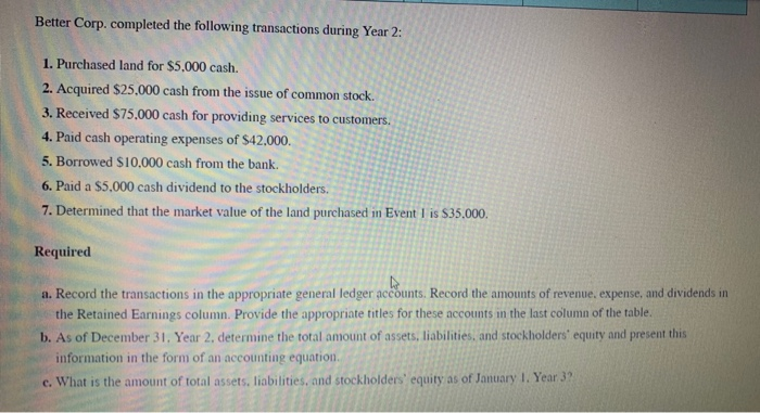 Solved Exercise 1-6A Effect of transactions on general | Chegg.com