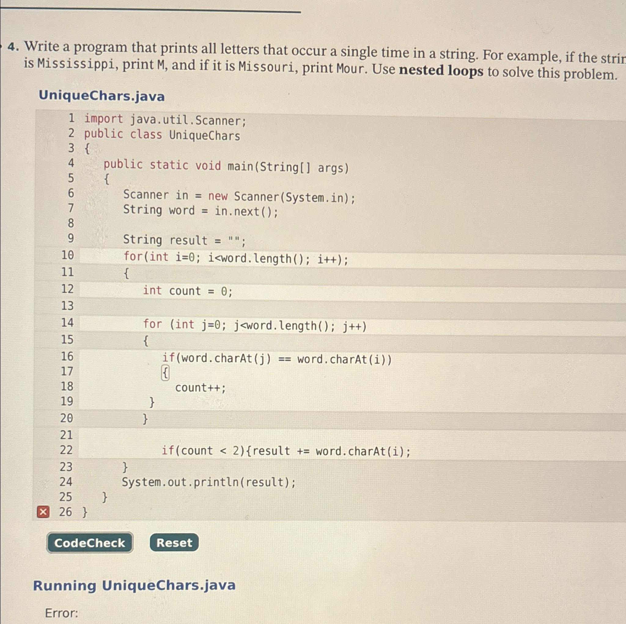 Solved Write a program that prints all letters that occur a | Chegg.com