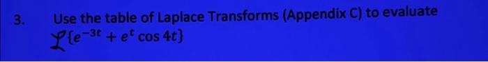 Solved 3. Use the table of Laplace Transforms (Appendix C) | Chegg.com