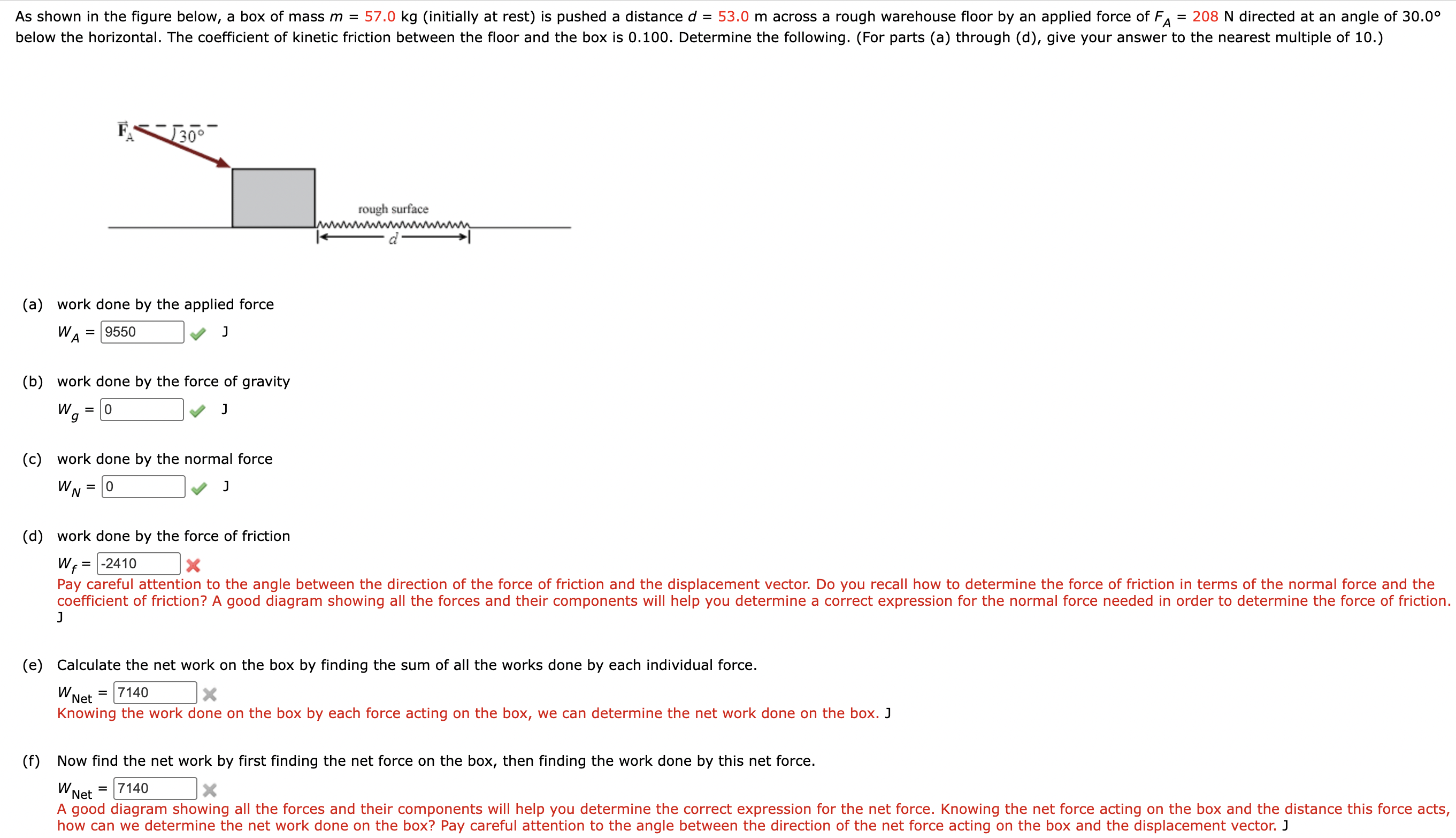 Solved (a) ﻿work done by ﻿the applied forcewA=(b) ﻿work done | Chegg.com