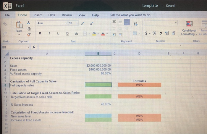 Solved Excel Online Structured Activity: Excess capacity | Chegg.com