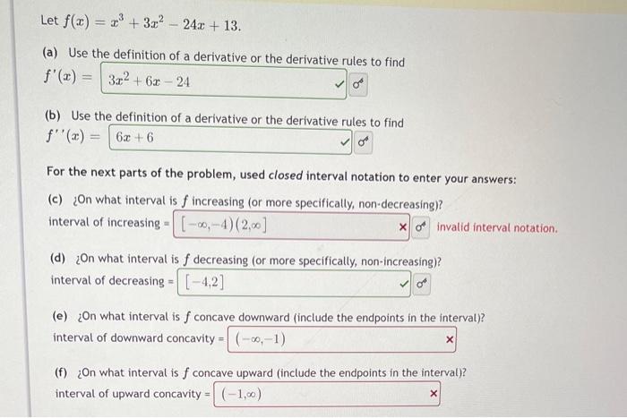 Solved Let f(x)=x3+3x2−24x+13 (a) Use the definition of a | Chegg.com