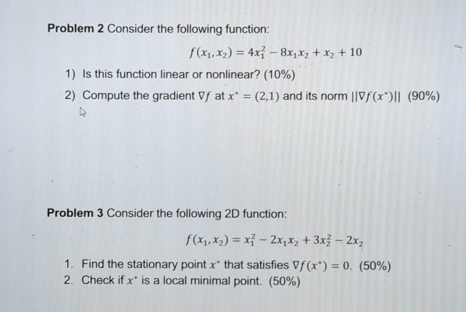 Solved Problem 2 Consider the following function: | Chegg.com