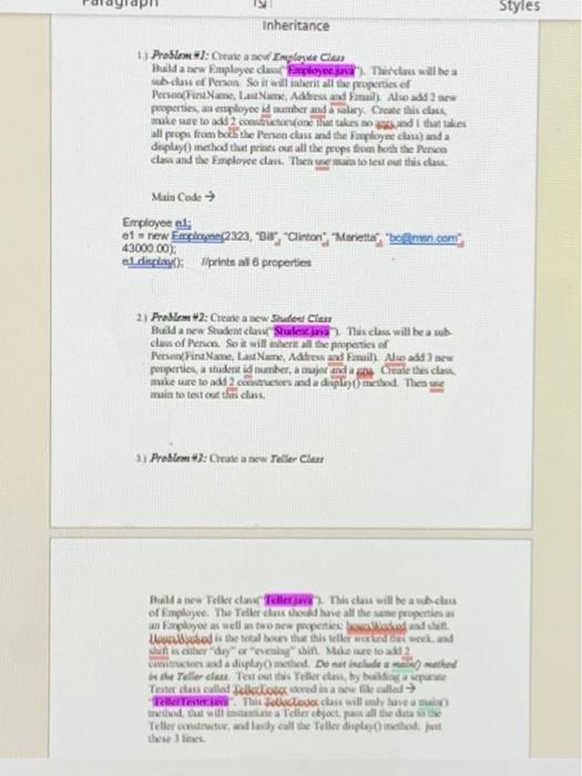 Solved Inheritance 1) Problem #1: Create a new Employee | Chegg.com