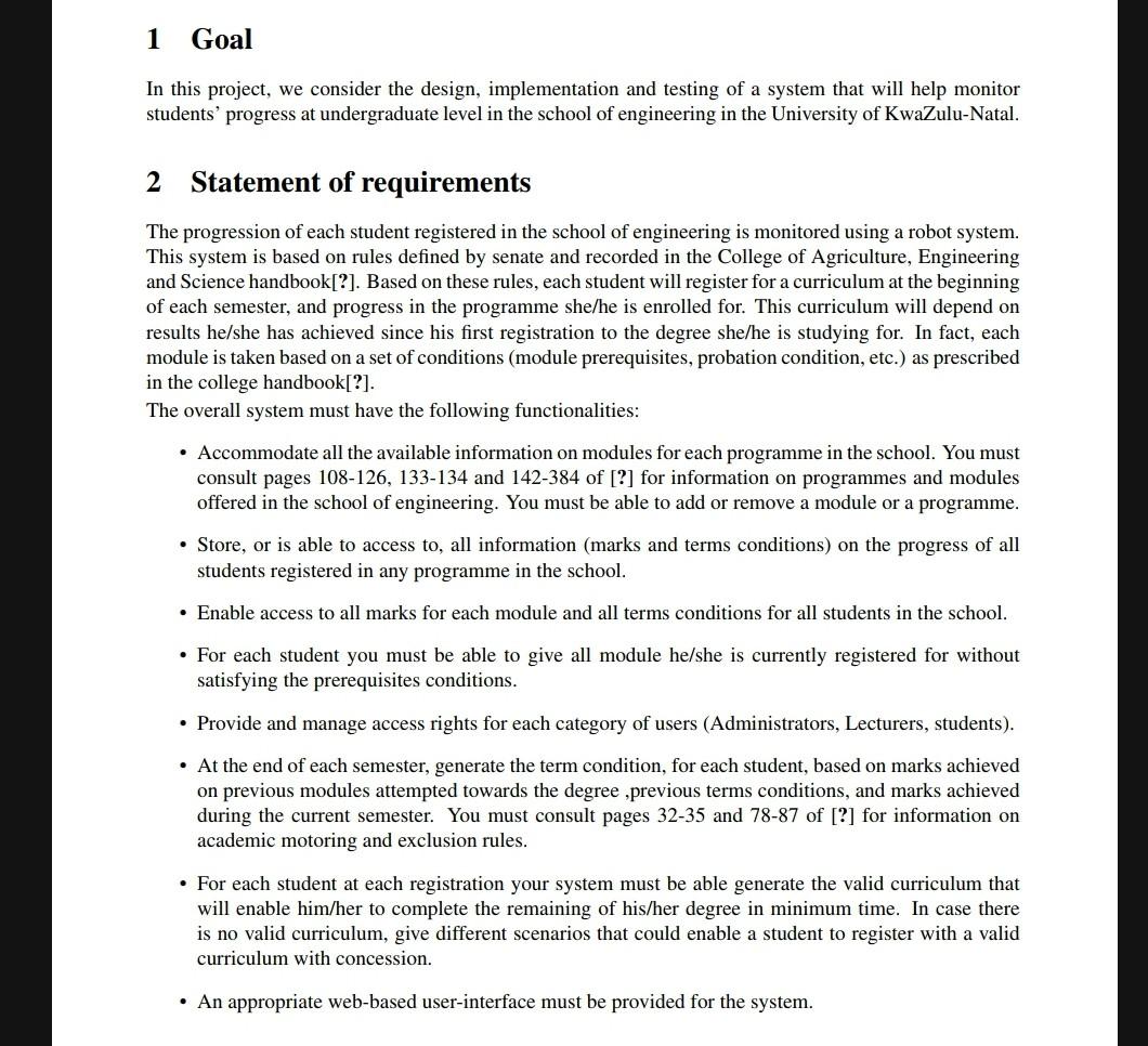 Solved 1 Goal In this project, we consider the design, | Chegg.com