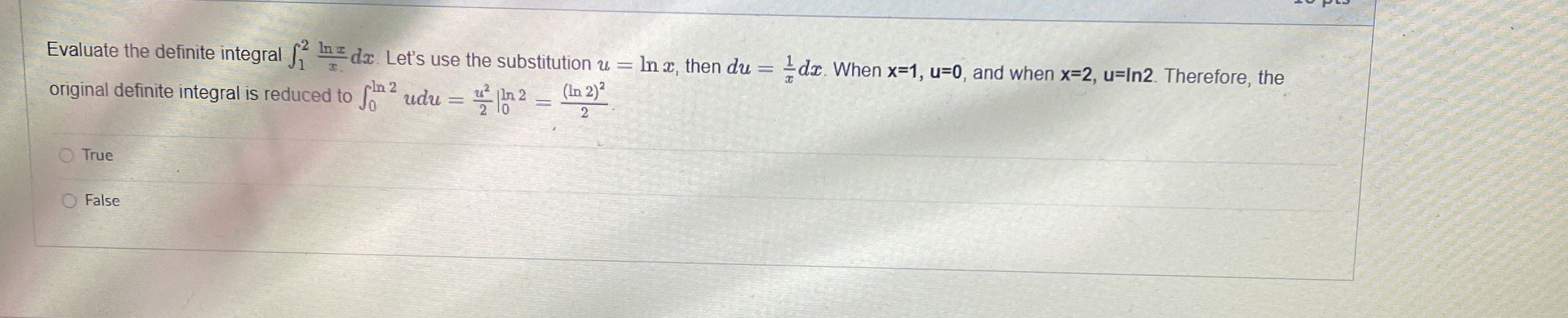 Solved Evaluate the definite integral ∫12lnxxdx. ﻿Let's use | Chegg.com