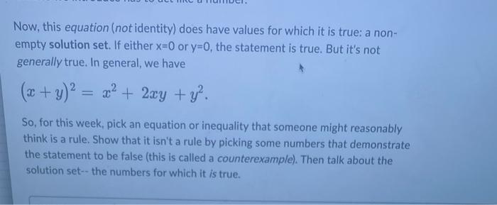 Solved Now, this equation (not identity) does have values | Chegg.com