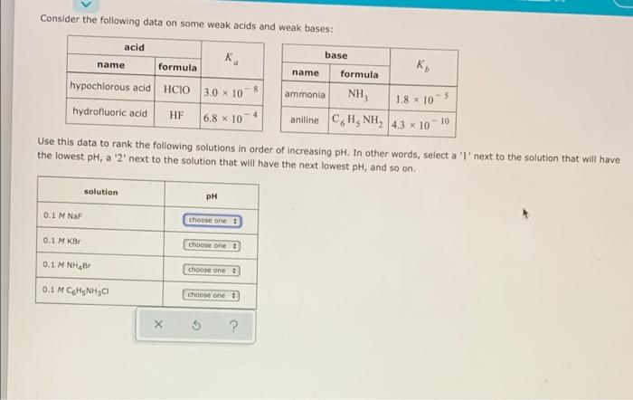 Solved Consider the following data on some weak acids and | Chegg.com