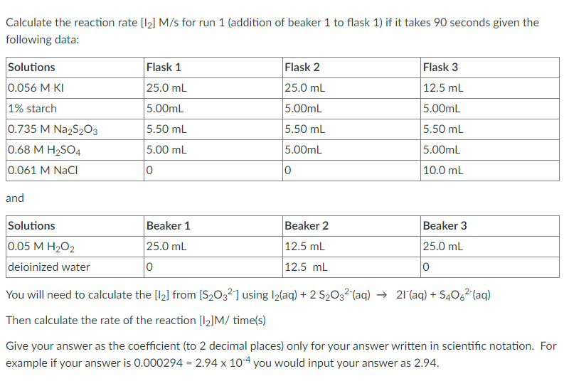 Solved Calculate the reaction rate [I2]Ms ﻿for run | Chegg.com