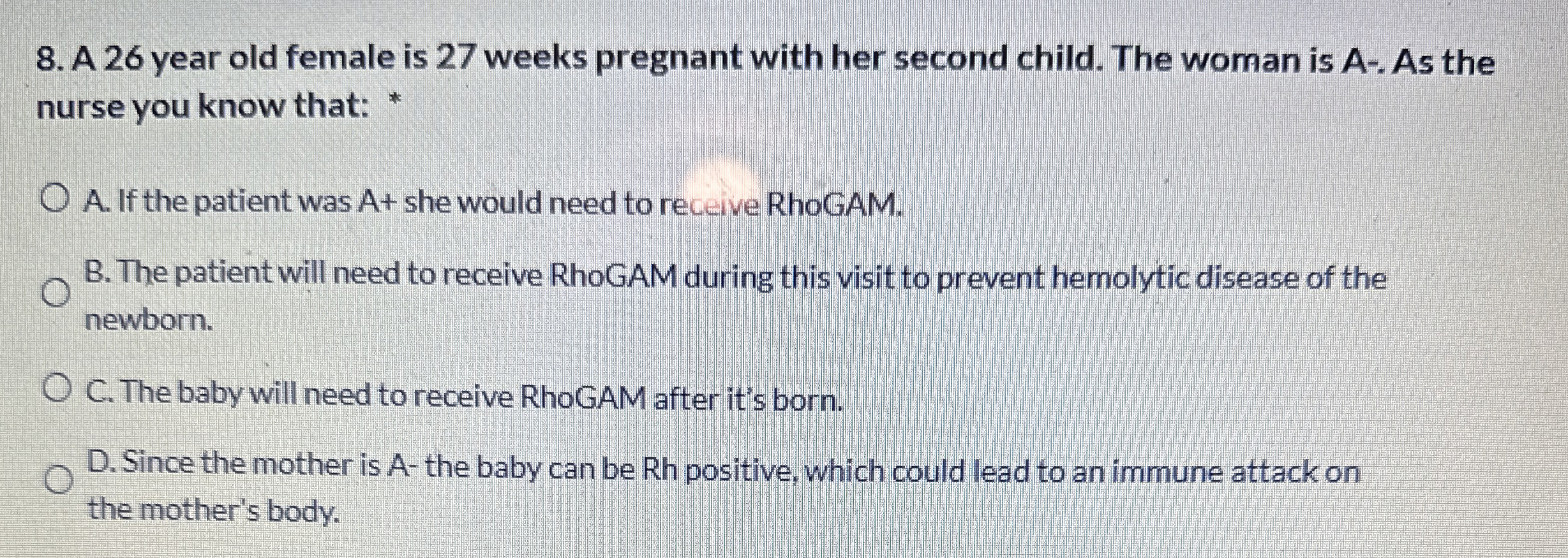 Solved A 26 ﻿year old female is 27 ﻿weeks pregnant with her | Chegg.com