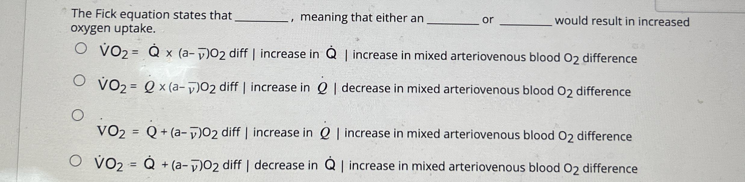 Solved The Fick equation states thatoxygen uptake.meaning | Chegg.com