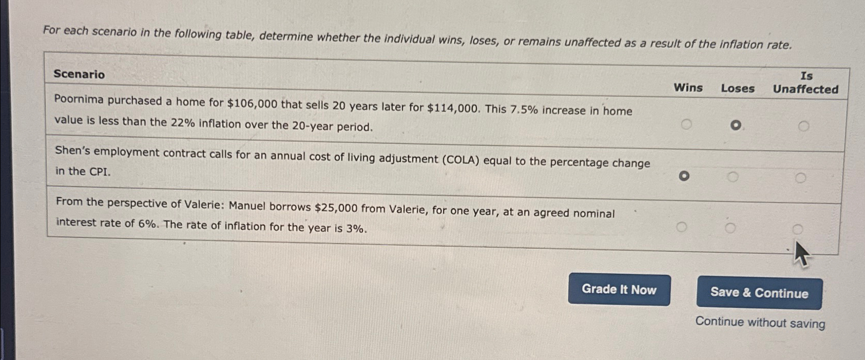 Solved For each scenario in the following table, determine | Chegg.com