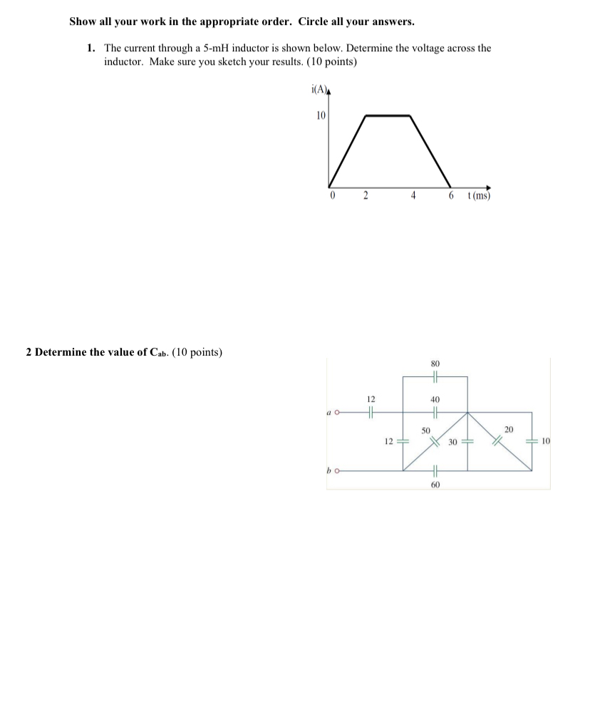 Solved Show all your work in the appropriate order. Circle | Chegg.com