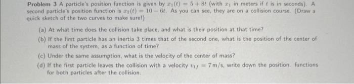 Solved Problem 3 A particle's position function is given by | Chegg.com