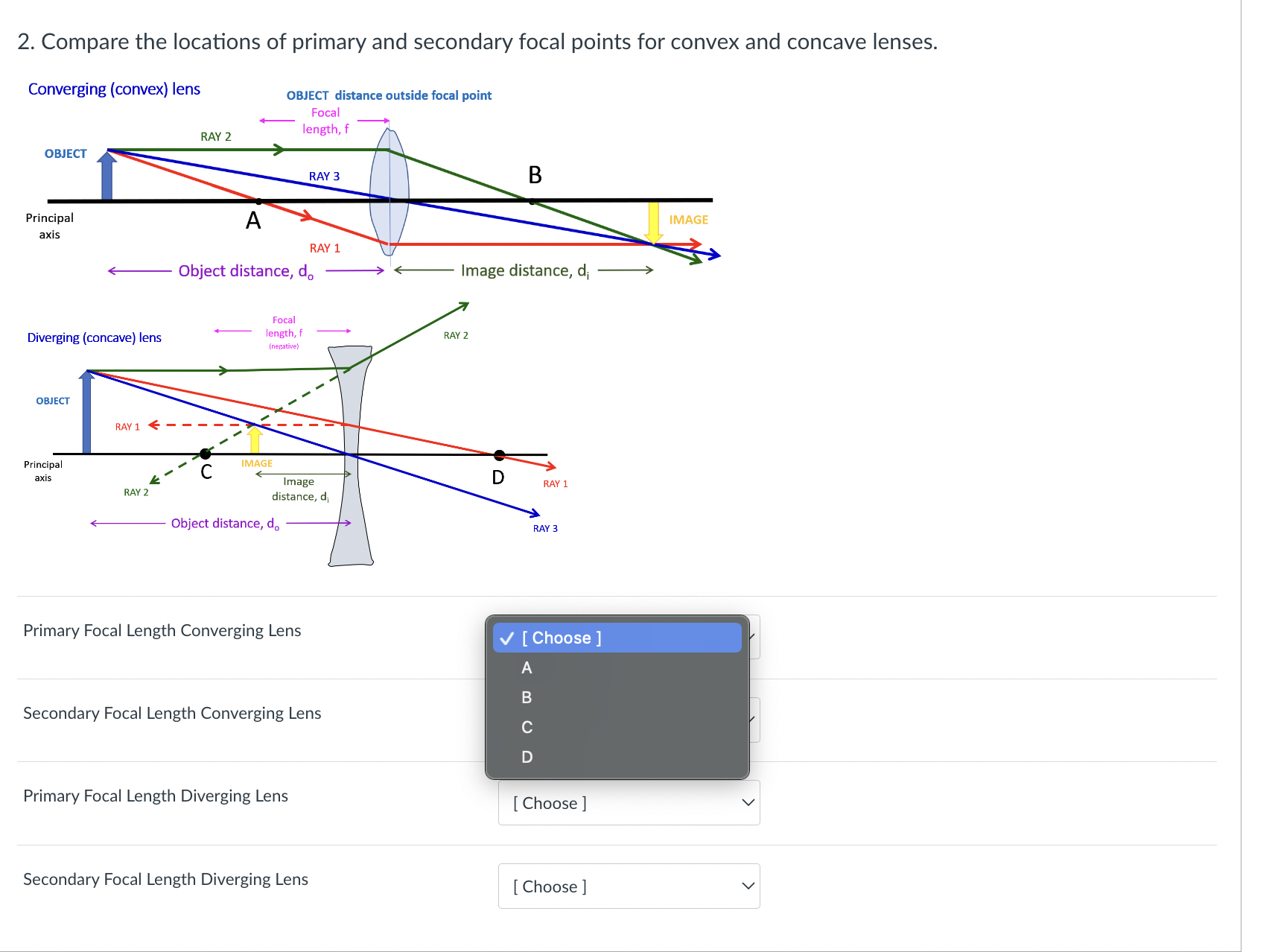 Solved Compare the locations of primary and secondary focal | Chegg.com