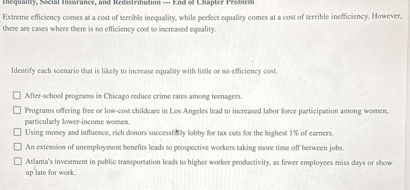 Solved Extreme efficiency comes at a cost of terrible | Chegg.com