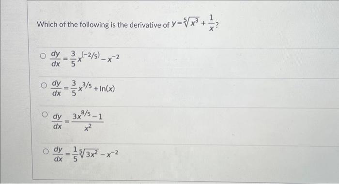Solved Which of the following is the derivative of \\( | Chegg.com