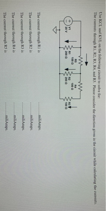 Solved Use KCL and KVL on the following circuit to solve | Chegg.com