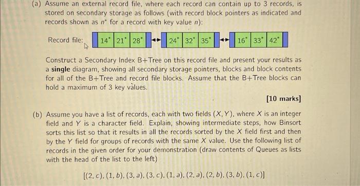 Solved (a) Assume an external record file, where each record | Chegg.com
